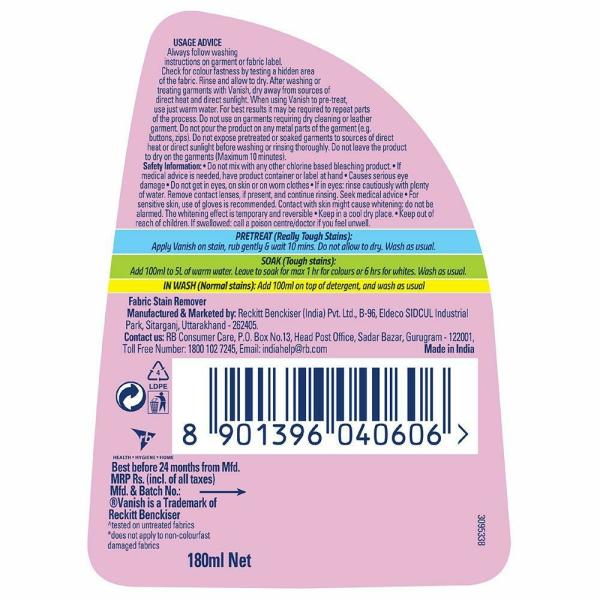 Vanish Oxi Action Liquid Stain Remover 180 ml - JioMart