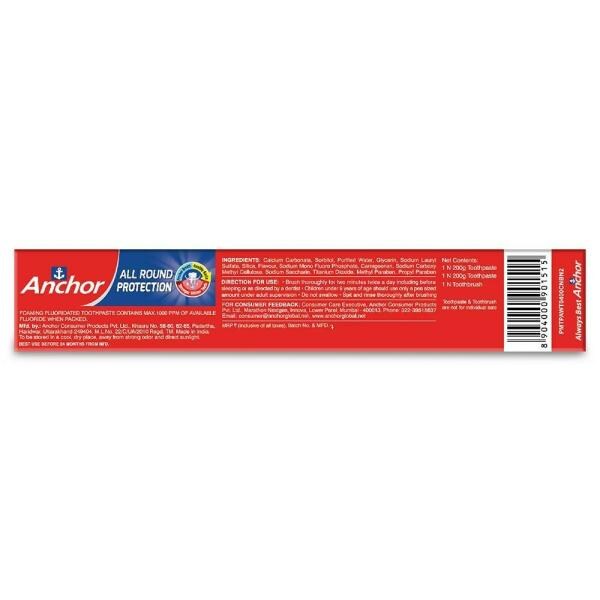 Anchor White All Round Protection Toothpaste 400 g (With Free ...