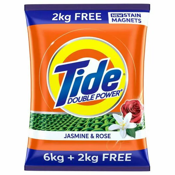 Tide Plus Double Power Jasmine & Rose Detergent Powder 6 kg (Get Extra 2 kg Free) - JioMart