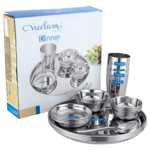 Neelam Stainless Steel Dinner Set (24 pcs) - JioMart