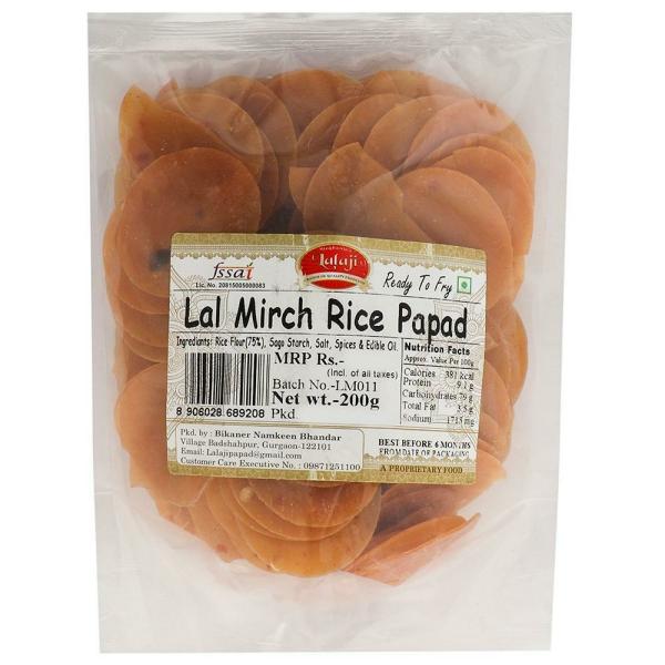 Lalaji Lal Mirch Rice Papad 200 g - JioMart