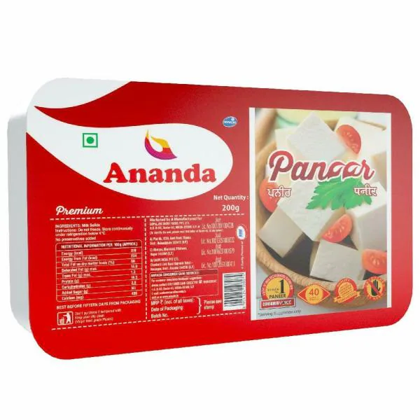 Ananda Premium Paneer 200 g (Pack) - JioMart
