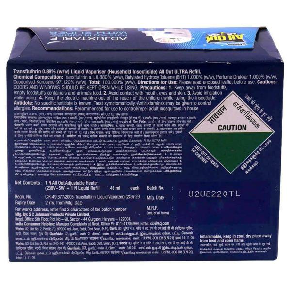 All Out Ultra Power+ Slider Mosquito Repellent Machine + Refill 45 ml ...