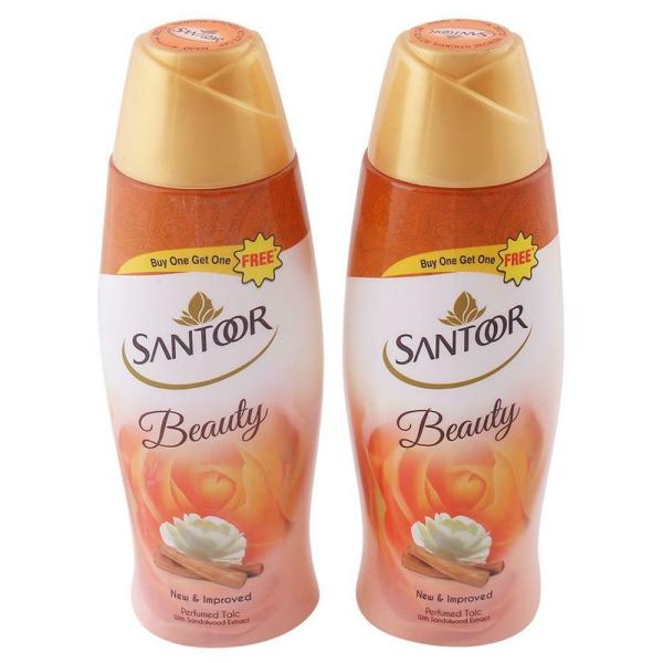 Santoor Beauty Perfumed Talc with Sandalwood Extract 150 g (Buy 1 Get 1 ...