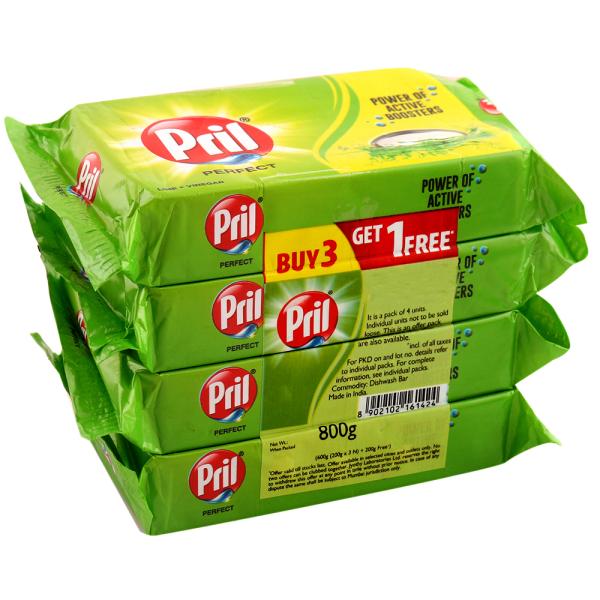 Pril Lime & Vinegar Dishwash Bar 200 g (Buy 3 get 1 Free) - JioMart