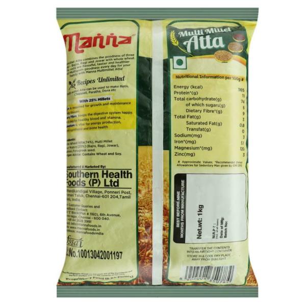 Manna Diabetic Multi Millet Atta 1 kg - JioMart