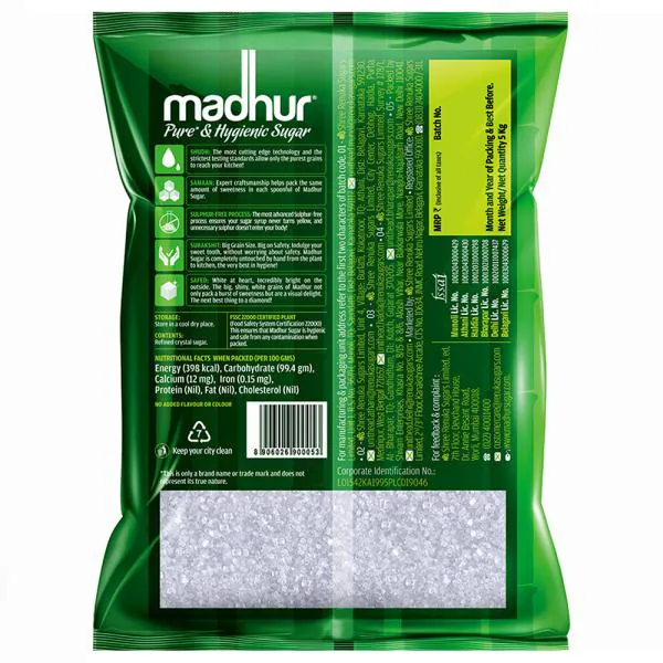 Madhur Pure & Hygienic Sugar 5 kg - JioMart