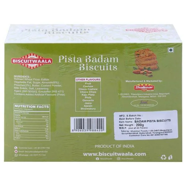 Shalimar's Biscuitwaala Badam Pista Biscuits 200 g - JioMart