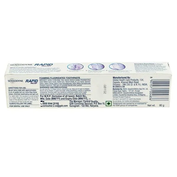 Sensodyne Rapid Relief Toothpaste 80 g - JioMart