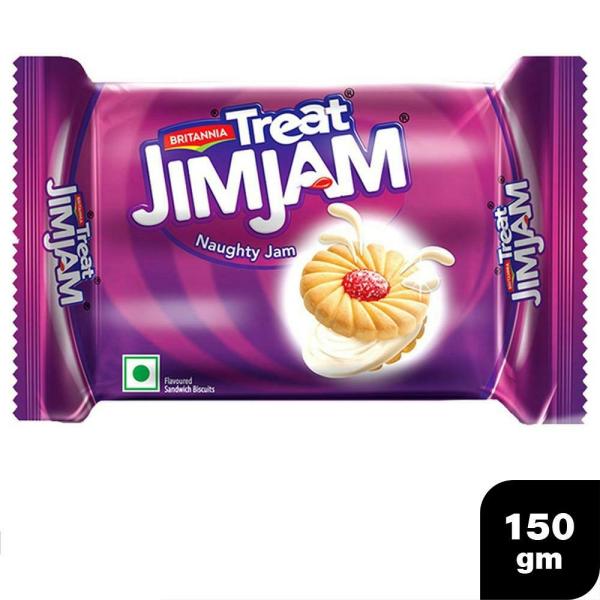 Britannia Treat Jim Jam Cream Biscuits 150 g - JioMart