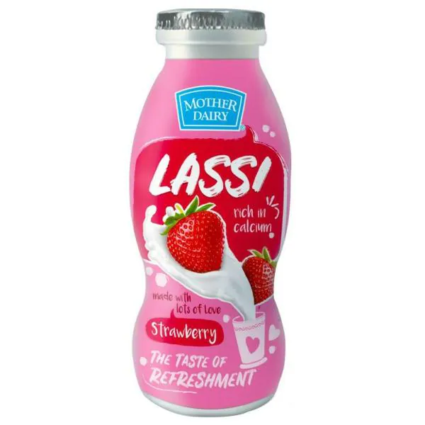 Mother Dairy Sweet Strawberry Flavoured Lassi 200 ml (Bottle) - JioMart
