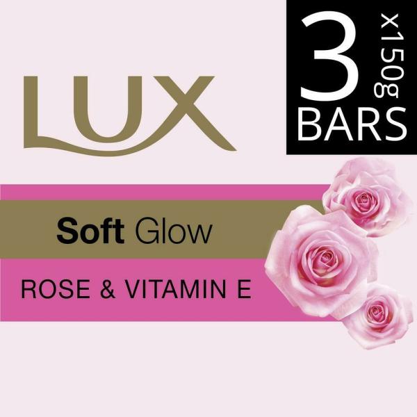 Lux Rose & Vitamin E Soft Glowing Skin Soap Bar 150 g (Pack of 3) - JioMart