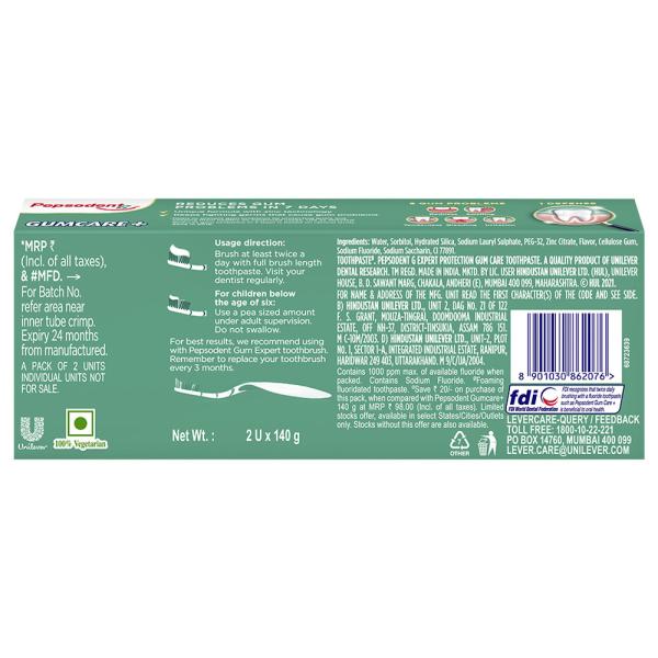 Pepsodent Expert Protection Gumcare+ Toothpaste 140 g (Pack of 2) - JioMart