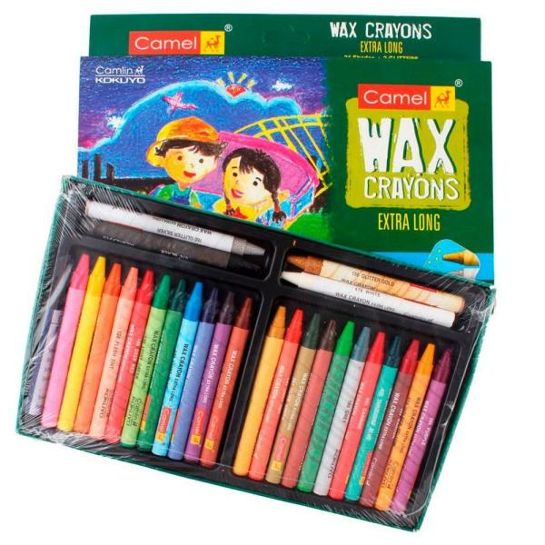 Camlin Extra Long Wax Crayons With 2 Glitter Shades (26 Shades) - JioMart