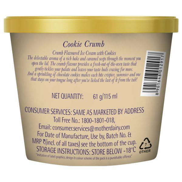 Mother Dairy Ultimate Cookie Crumb Ice Cream 115 ml (Tub) - JioMart