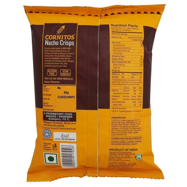 Cornitos Cheese & Herbs Nacho Crisps 55 g - JioMart