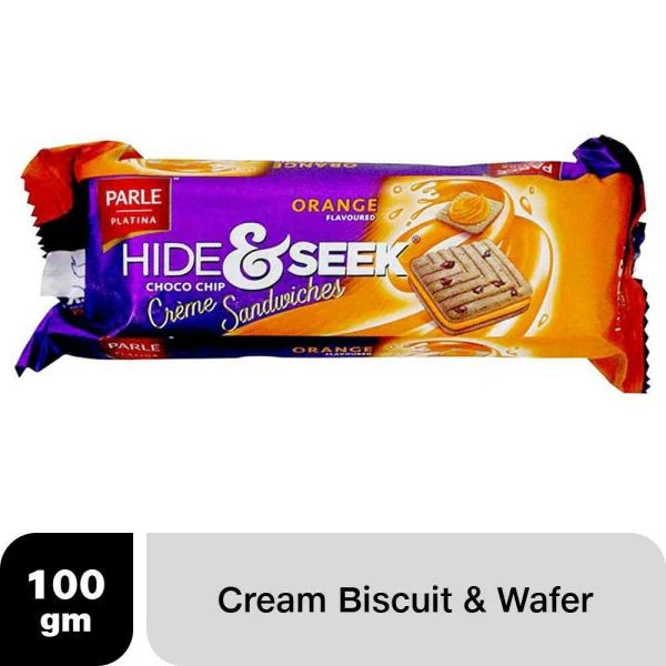 Parle Hide & Seek Orange Choco Chip Creme Sandwich Biscuits 100 g - JioMart