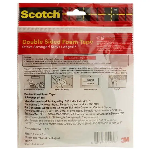 3M Scotch Double Sided Foam Tape (1.2 cm x 3 m) - JioMart
