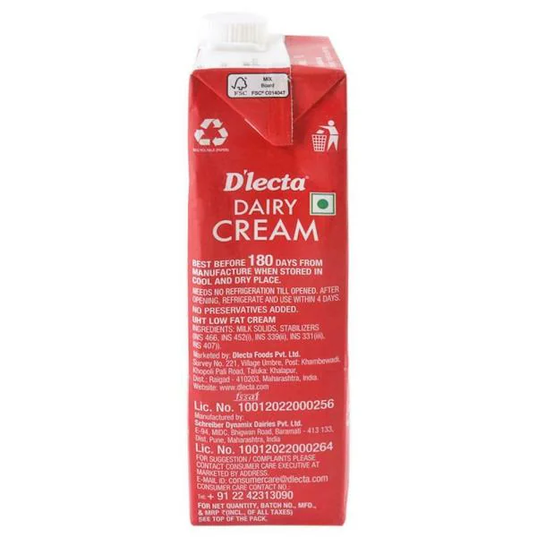 D'lecta Dairy Cream 1 L (Tetra Pak) - JioMart