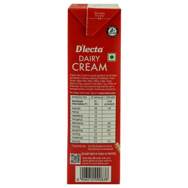 D'lecta Dairy Cream 1 L (Tetra Pak) - JioMart