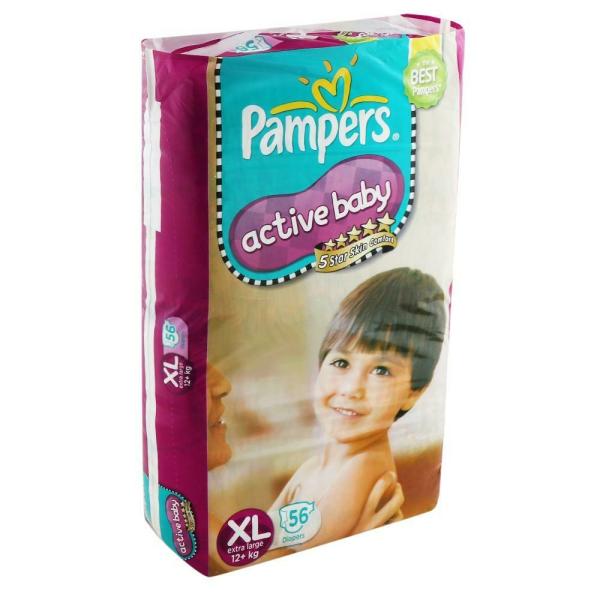 Pampers Active Baby Diapers (XL) 56 count (12+ kg) - JioMart