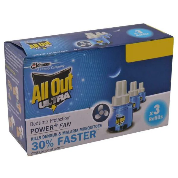 All Out Ultra Power+ Fan Mosquito Repellent Refill 45 ml (Pack of 3 ...