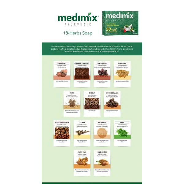 Medimix Ayurvedic 18-Herbs Classic Soap 125 g (Buy 4 Get 1 Free) - JioMart