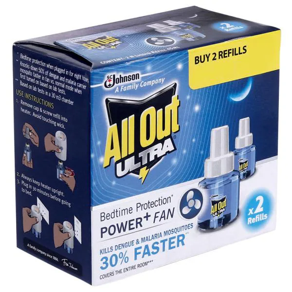 All Out Ultra Power+ Fan Mosquito Repellent Refill 45 ml (Pack of 2 ...