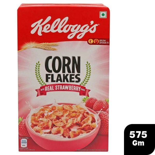 Kellogg's Corn Flakes With Real Strawberry Puree 575 g - JioMart