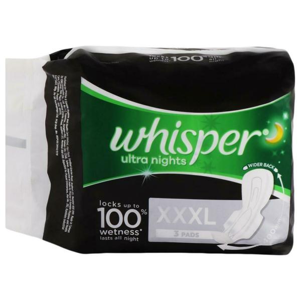 Whisper Ultra Nights Sanitary Napkin with Wings (XXXL) 3 pads - JioMart