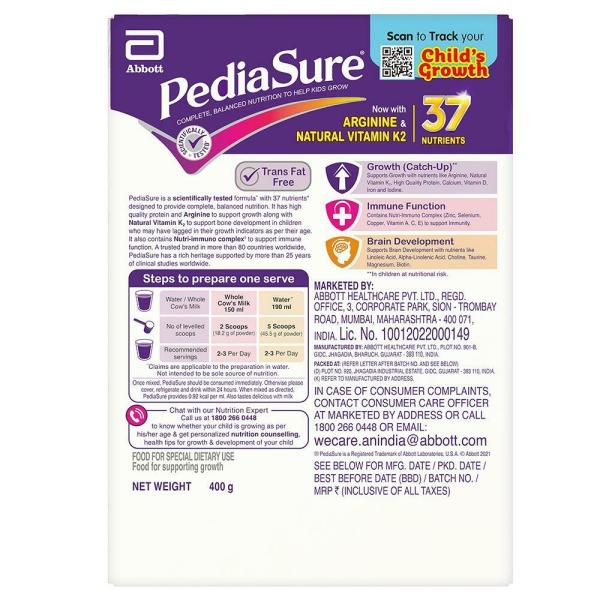 PediaSure Chocolate Drink Powder 400 g (Carton) - JioMart