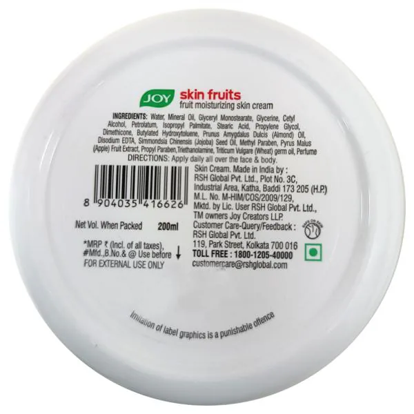 Joy Skin Fruits Fruit Moisturizing Skin Cream with Jojoba & Almond Oil ...
