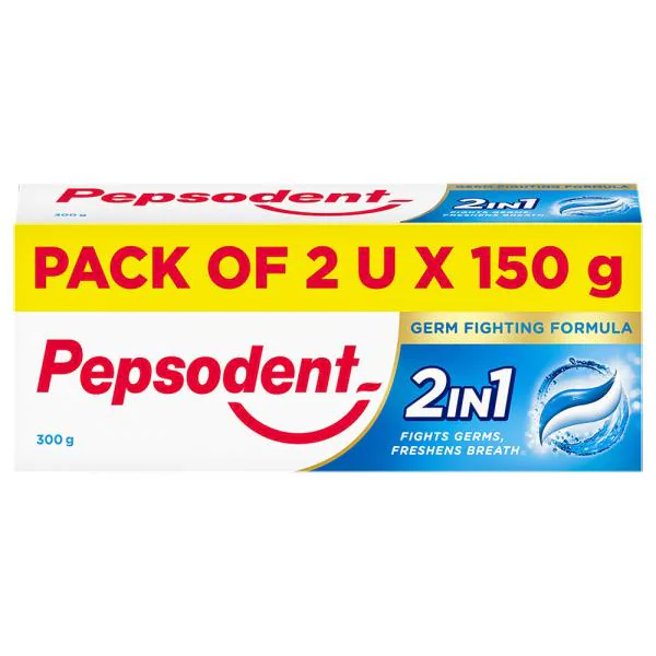 Pepsodent 2 in 1 Germ Fighting Formula Toothpaste 150 g (Pack of 2 ...