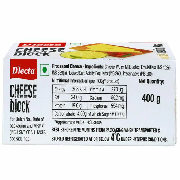 D'lecta Processed Cheese Block 400 g (Carton) - JioMart
