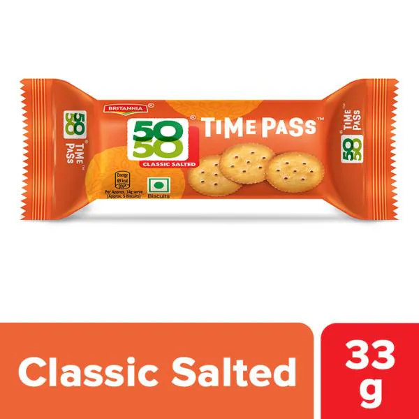 Britannia 50-50 Classic Salted Time Pass Biscuits 33 g - JioMart