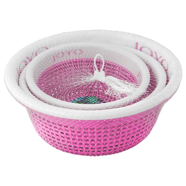 Joyo Fruit Loop Pink Plastic Basket Set (3 pcs) - JioMart