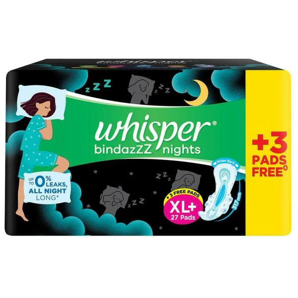 Whisper Ultra Nights Sanitary Napkin with Wings (XL+) 30 pads - JioMart