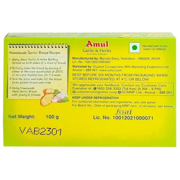 Amul Garlic & Herbs Buttery Spread 100 g (Carton) - JioMart