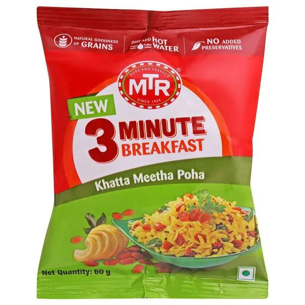 MTR 3 Minute Breakfast Khatta Meetha Poha Mix 60 g - JioMart