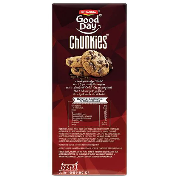 Britannia Good Day Chunkies Chocolate Chip Cookies 120 g - JioMart