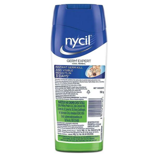 Nycil Germ Expert Cool Herbal 5 in 1 Prickly Heat Powder 400 g - JioMart