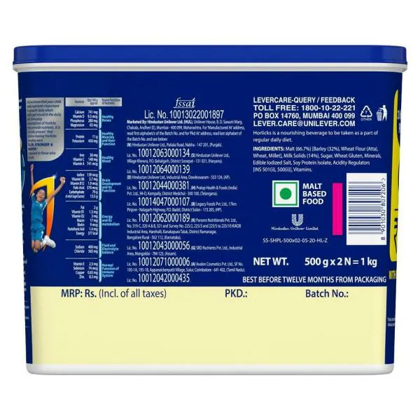 Horlicks Classic Malt 500 g (2 pcs) - JioMart