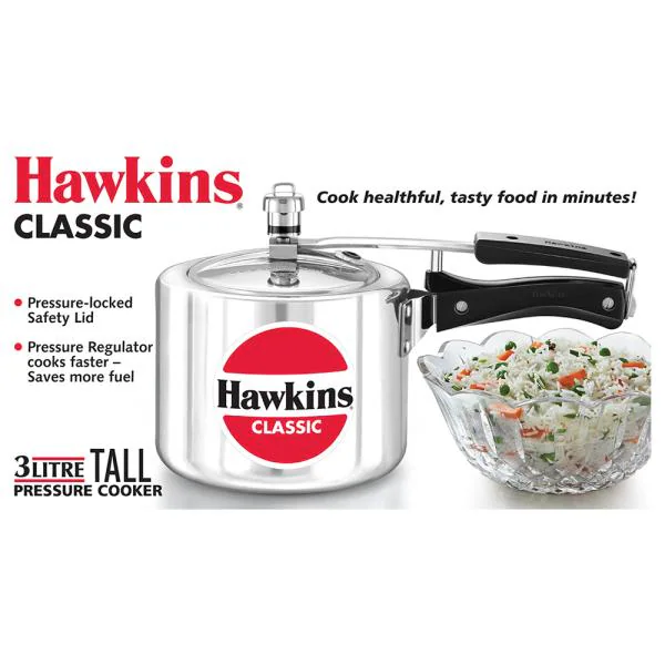 Hawkins Classic Aluminium Pressure Cooker 3 L with Inner Lid (CL3T ...