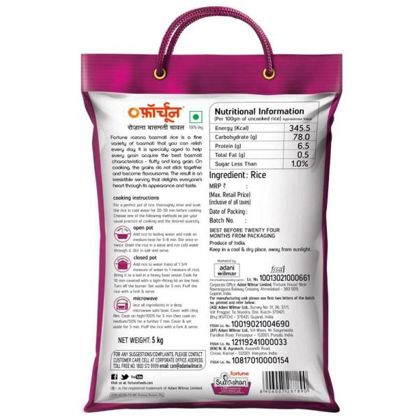 Fortune Rozana Basmati Rice 5 kg - JioMart