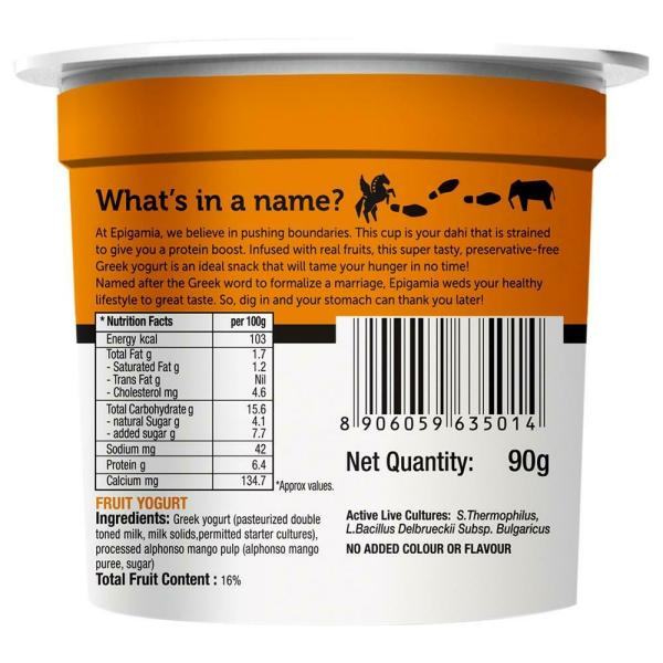 Epigamia Mango Greek Yogurt 90 g (Cup) - JioMart