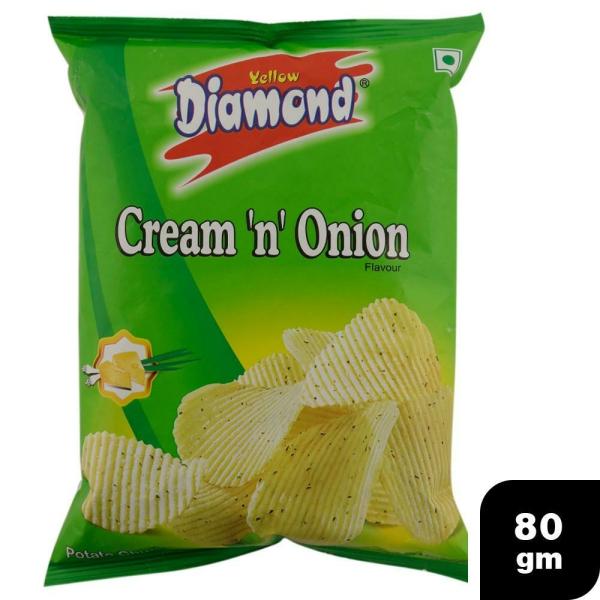 Yellow Diamond Cream and Onion Potato Chips 58 g - JioMart
