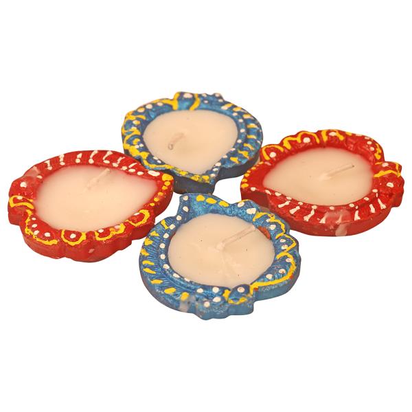 Divine Diacraft Assorted Colour Clay Deep Diya 14x14x2.5 cm (4 pcs ...