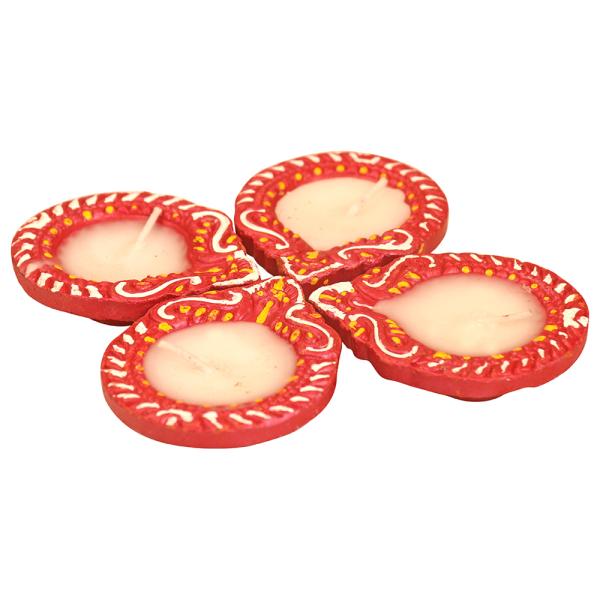 Divine Diacraft Assorted Colour Clay Deep Diya 14x14x2.5 cm (4 pcs ...