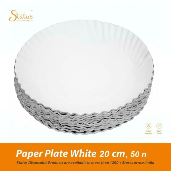 Status Super Thick Round Disposable Paper Plate 20 cm (50 pcs) - JioMart