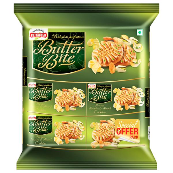 Priyagold Butter Bite Pistachio & Almond Cookies 520 g - JioMart